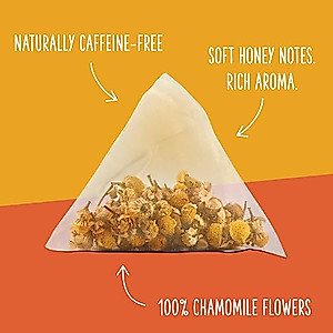 Two Leaves and a Bud Organic Chamomile Herbal Tea Bags, Naturally Caffeine Free, Whole Leaf Chamomile Tea in Compostable Sachets, 15 Count (Pack of 1)