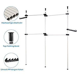 Liusin Adjustable Garment Rack, Freestanding Clothing Hanger 3 Vertical Poles 4 Bars Wardrobe Closet Clothes Hanging Rod Organizer System Heavy Duty DIY Coat Hanger No Drilling for Home Bedroom