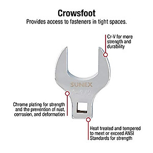 Sunex Tools 9721A 1/2-Inch Drive Jumbo SAE Crowfoot Wrench Set, 1-1/16-Inch - 1-3/8-Inch, Fully Polished, 14-Piece (Includes Storage Rail)