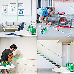 Semlos Laser Level Line Tool, Multipurpose Laser Leveler Tool Kit With Metric Rulers 8FT/2.5M, Rechargeable Battery for Picture Hanging Cabinets Tile Walls - 2023 Latest Upgrade Version