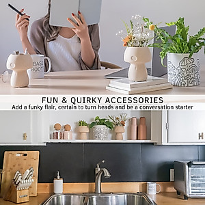 BASE ROOTS Mushroom Planter, Speckled White, Indoor/Outdoor, Holds Small Plants