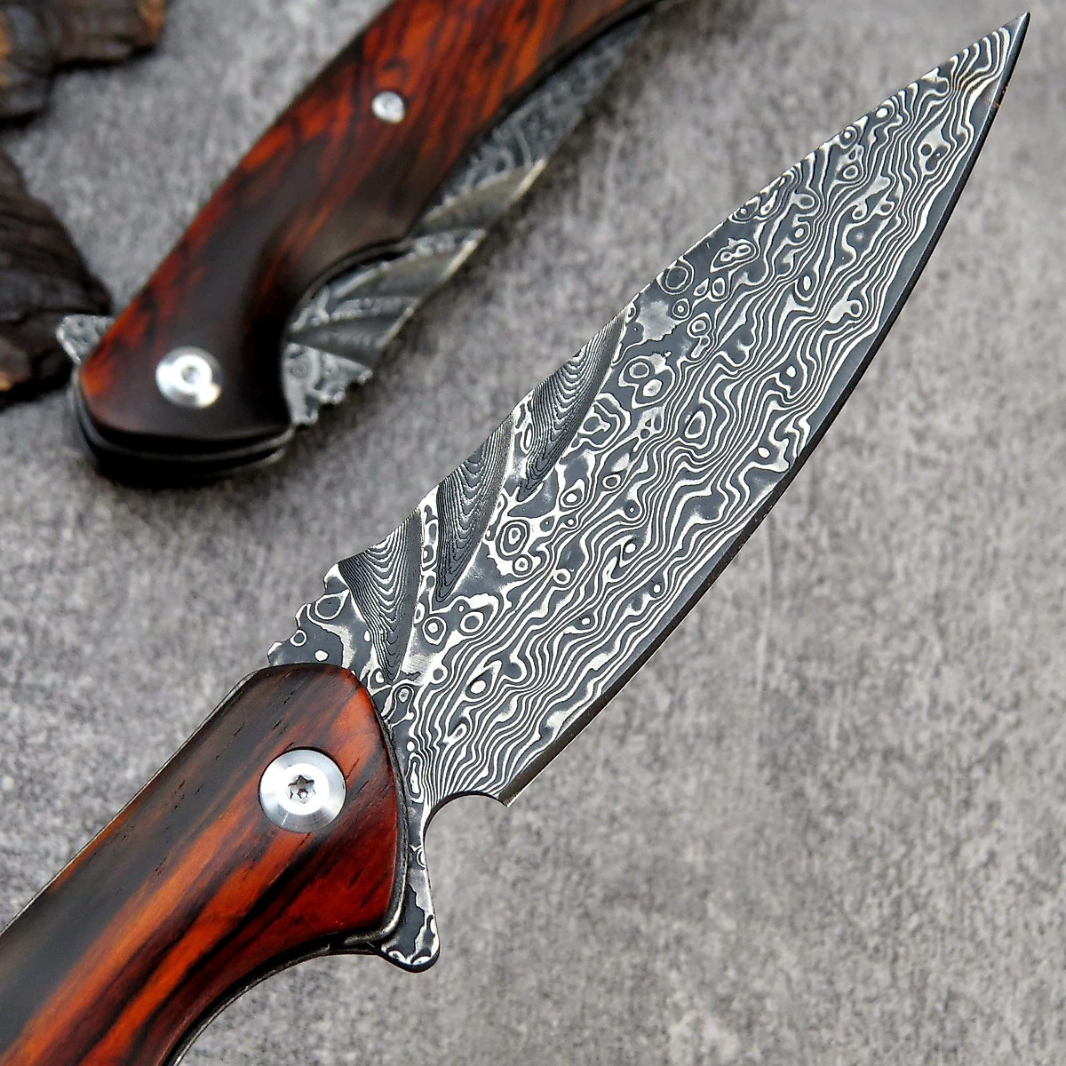 Sitivien ST242 Damascus Steel Folding Knife,Flipper Liner Lock Knife with Damascus VG10 Core Blade,Dalbergia Handle for Everyday Carry, Hunting and Outdoor …