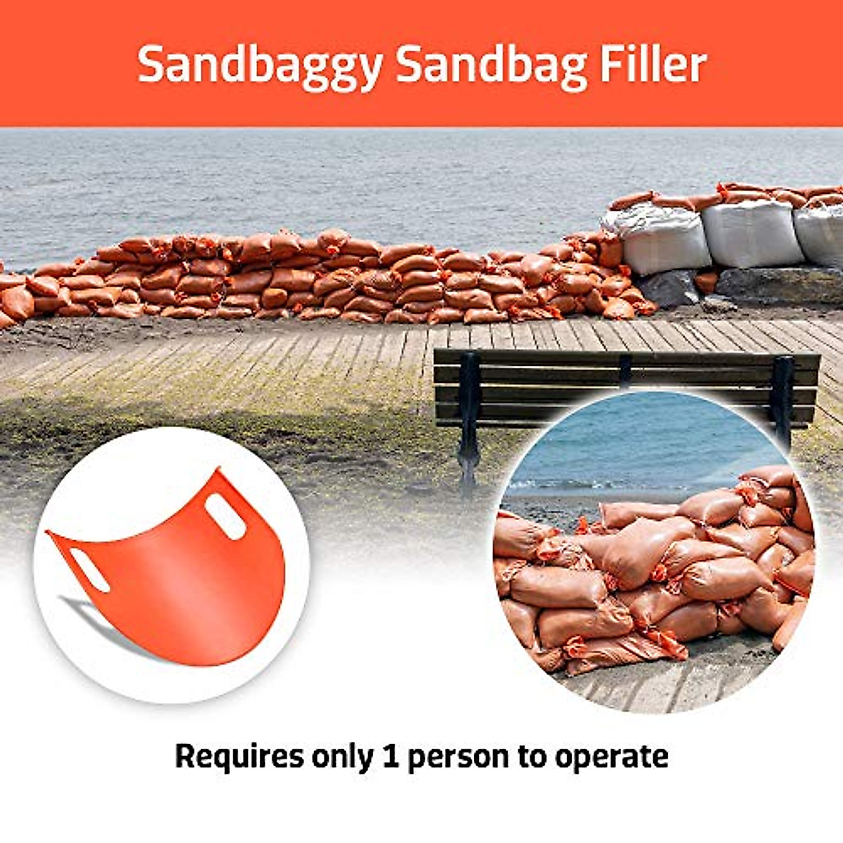 Sandbaggy Sandbag Filler | Made in USA | One Man Operation | Fills Sandbags 2X Faster Than Shovel | Only 10 Seconds to Fill A Bag | Heavy Duty Construction For Long Term Use | Can Fill Sand Or Gravel