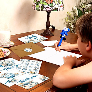 Fancy Land Thanksgiving Thank You Cards Pumpkin Fall Baby Shower Thank You Note Cards Floral Watercolor Autumn Leaves Cards with Envelopes for Autumn Wedding Supplies 12 Pcs