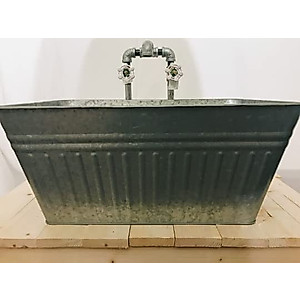 Rectangle Rustic Sink Galvanized Farmhouse Tub & (Pipe Faucet)