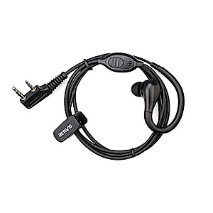 Retevis RT22 Walkie Talkie Earpiece with Mic, 2 Pin Earhook Two Way Radio Earpiece, Compatible RT21 H-777 RT68 RT22S H-777S Baofeng UV-5R Arcshell AR-5 AR-6 Two Way Radio(1 Pack)