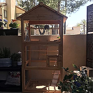 MCombo 70 inch Outdoor Aviary Bird Cage Wooden Vertical Play House Pet Parrot Cages with Stand 6011-0011L