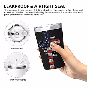 12oz Tumbler I Stand For The Flag I Kneel For The Cross Stainless Steel Cup With Straw And Lid Spill Proof Bulk Double Wall Vacuum Reusable Water Tumblers For Cold Hot Drink