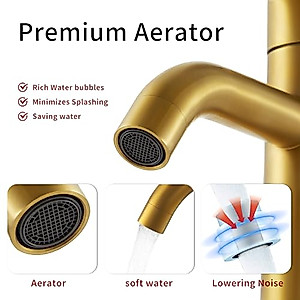 AMAZING FORCE Single Handle Bathroom Faucet Gold Bathroom Sink Faucet Single Hole with Pop Up Drain Assembly Gold Faucet for Bathroom Sink 1.2 GPM