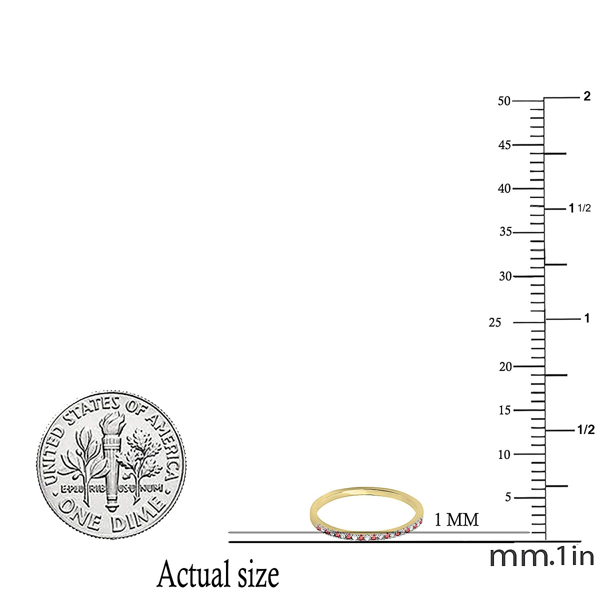 Dazzlingrock Collection Round Ruby & White Diamond Ladies Dainty Anniversary Stackable Band in 14K Yellow Gold, Size 9