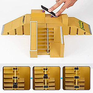 FESSKY Finger Board Skate Park 5pcs Skate Park Kit Ramp Parts with 2pcs Finger Skateboard Ultimate Parks Training Props