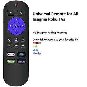 Universal Remote Control Compatible with All Insignia Roku TVs, All Insignia Roku Smart TV with Netflix/Sling/Hulu/Movies- No Setup Required