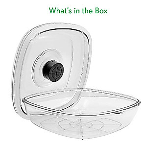 NutriChef Air Vacuum Seal Food Container - 1 Liter Capacity Kitchen Reusable Airtight Food Saver Sealer Storage Box Canister Meal Prep, Lunch, Bread, Cereal, Keeps Food Fresh Tasty - PKVSCN1L