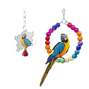 FuTaiKang Bird Toys, 10 Packs Parakeet Budgie Cage Toys Swing Chewing Hanging Parrot Perches with Bell,Wooden Ladder Hammock for Conures,Cockatiels,Budgie and Lovely Birds