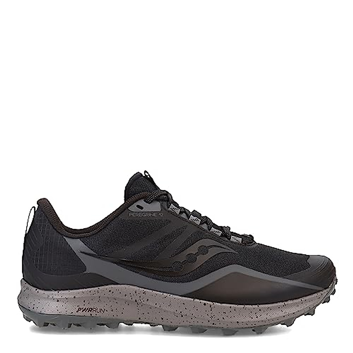 Saucony Men's Peregrine 12 Trail Running Shoe, Black/Charcoal, 11 Wide