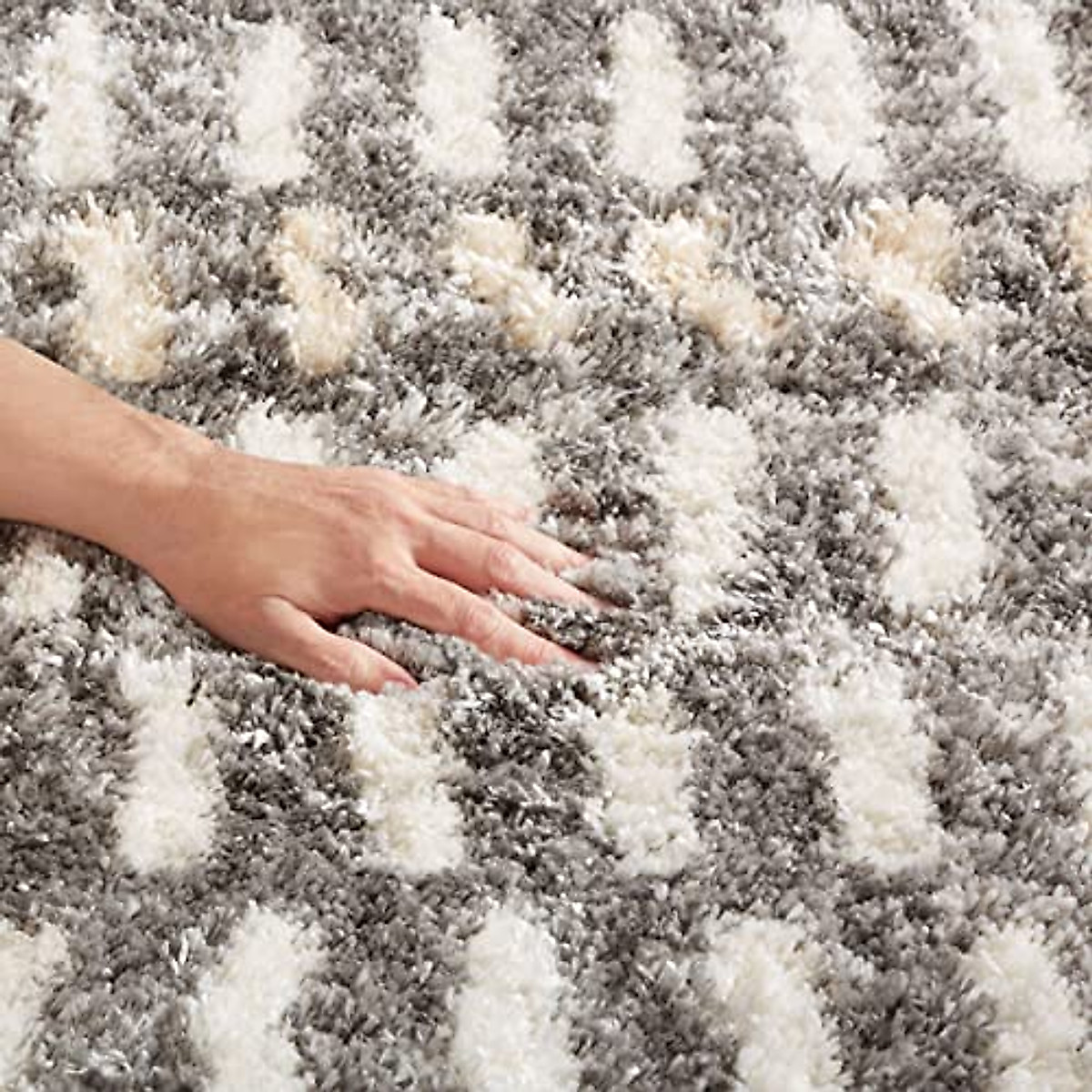 Home Dynamix The Spruce Marcella Louise Geometric Stripe Shag Area Rug, Gray/Ivory, 7'10"x10'5" Rectangle