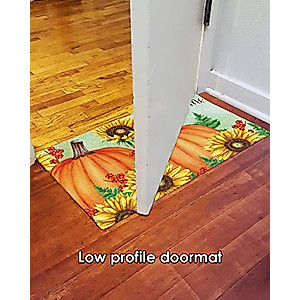 Toland Home Garden 800496 Welcome Sunflowers Fall Door Mat 18x30 Inch Pumpkin Outdoor Doormat for Entryway Indoor Entrance