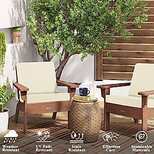 Topotdor Outdoor Deep Seat Cushion Set,Waterproof Outdoor Chair Cushions and Back Cushion for Patio Furniture with Fade Resistant Removable Cover with Adjustable Straps,24"x24"x4" Beige