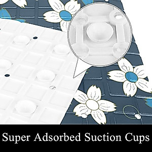 Bath Tub Shower Mat - Anti-Slip PVC Material 15.1x26.8 in, Gentle Cushioning Quick Drying Suction Cups Reliable Solution - Abstract Floral Illustration Non-Slip Floor Mat