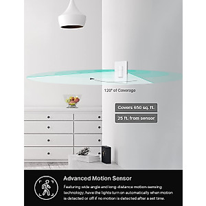 Kasa Smart WiFi Motion Sensor Switch, Single Pole, Needs Neutral Wire, 2.4GHz Wi-Fi Light Switch, Compatible with Alexa & Google Home, UL Certified, No Hub Required(KS200M),White,1-Pack