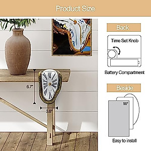 Melting Clock Salvador Dali Melting Clock,Funny Melted Clock Decor Maximalist Decor Melting Clock Wall for Decorative Home Office Shelf Desk Table Funny Creative Gift