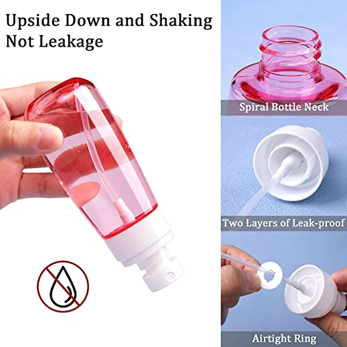 Cosywell Fine Mist Spray Bottle TSA Approved 3.4oz/ 100ml Empty Cosmetic Refillable Travel Containers Plastic Hair Spray Bottle Sprayer for Perfume Skincare Makeup Lotion (3color)