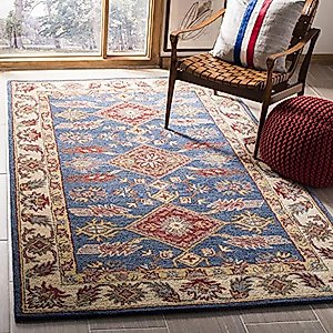 SAFAVIEH Antiquity Collection Area Rug - 6' x 9', Blue & Red, Handmade Traditional Oriental Wool, Ideal for High Traffic Areas in Living Room, Bedroom (AT506M)