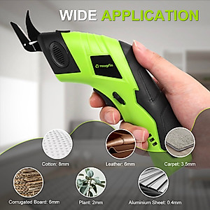 Yougfin Cordless Electric Box Cutter for Cardboard, 4.2V Rechargeable Power Scissor for Cutting Fabric, Cordless Shears for Carpet Leather, Felt with Charger & Carrying Case