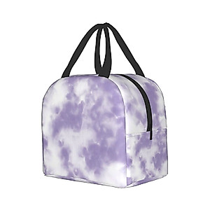 Purple Clouds Tie Dye Lunch Box Bento Travel Bag Picnic Tote Bags Insulated Durable Container Shopping Bag Reusable Waterproof Bags For Adult Women Men