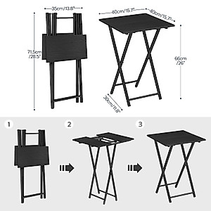 HOOBRO Folding TV Tray Table, Wooden TV Tray, Portable Sofa Side Table, Industrial Snack Table End Table for Small Spaces, Space-Saving, Easy to Install and Fold, Black BB27BZ01