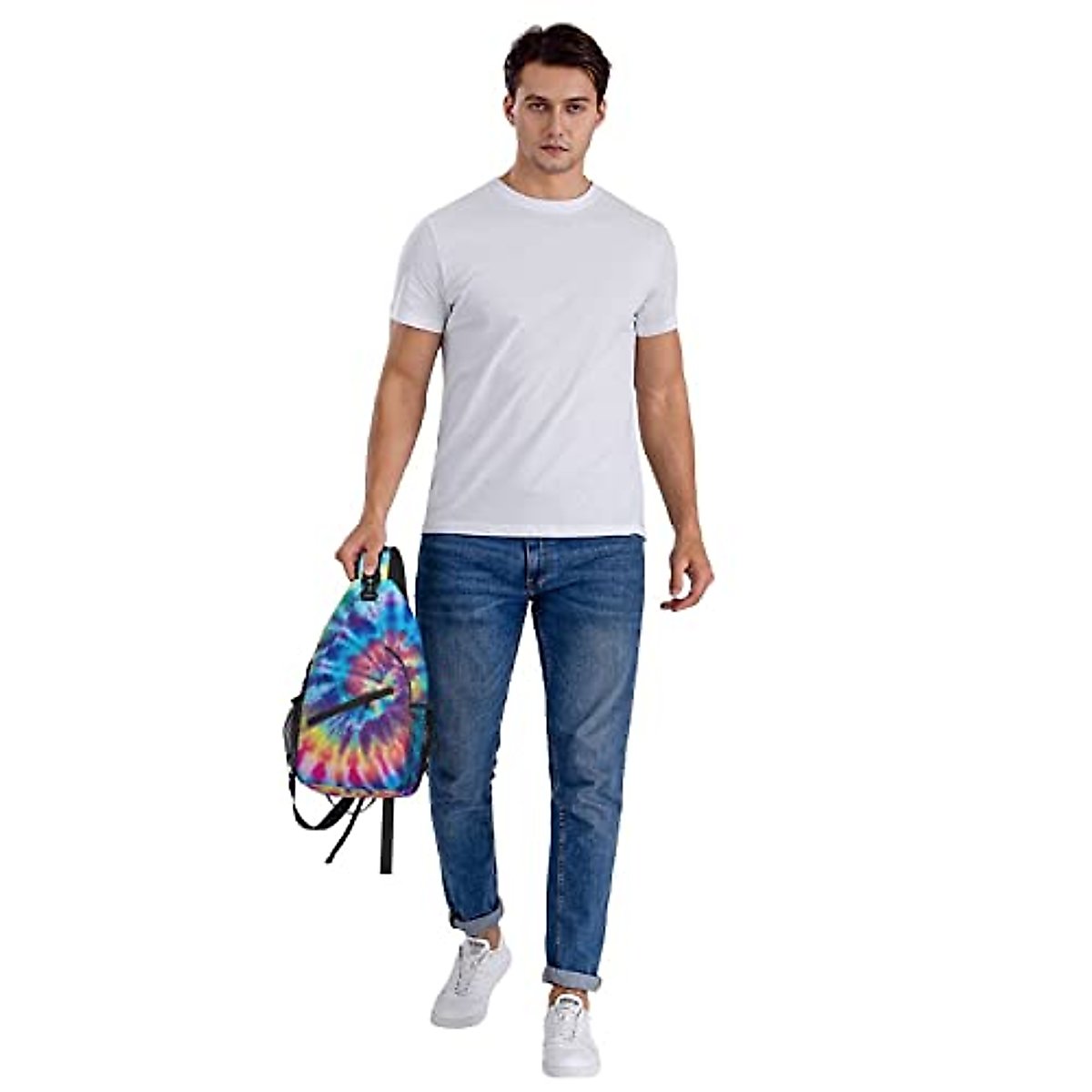 Tie Dye Sling Backpack Leisure Oblique Cross Chest Bag For Men Women,Durable Adjustable Gym Bag Cycling Traveling Hiking Daypack