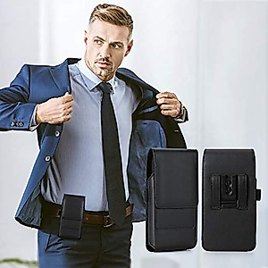 Mopaclle Phone Holster for Samsung Galaxy A12/A52/A53/A71/A73/ A03s A04s/ Note 20 Ultra Note 8 9/ S22 Plus S23+/14 Plus 11 Pro Max, Leather Belt Clip Cell Phone Holster Pouch with ID Card Belt Holder
