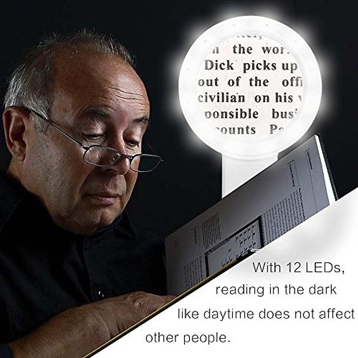 Magnifying Glass 30X, Large Magnifier with Light, LED Illuminated & Handheld, Premium High Power Magnify Glass for Reading Books, Seniors, Macular Degeneration, Stamps