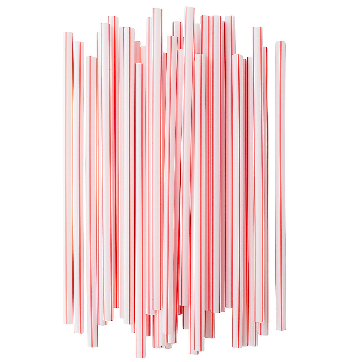 Crystalware Plastic Giant (Jumbo) Straws Individually Wrapped 10-1/4", 300 per Box (Red,White, 8 1/4" 300 Box)