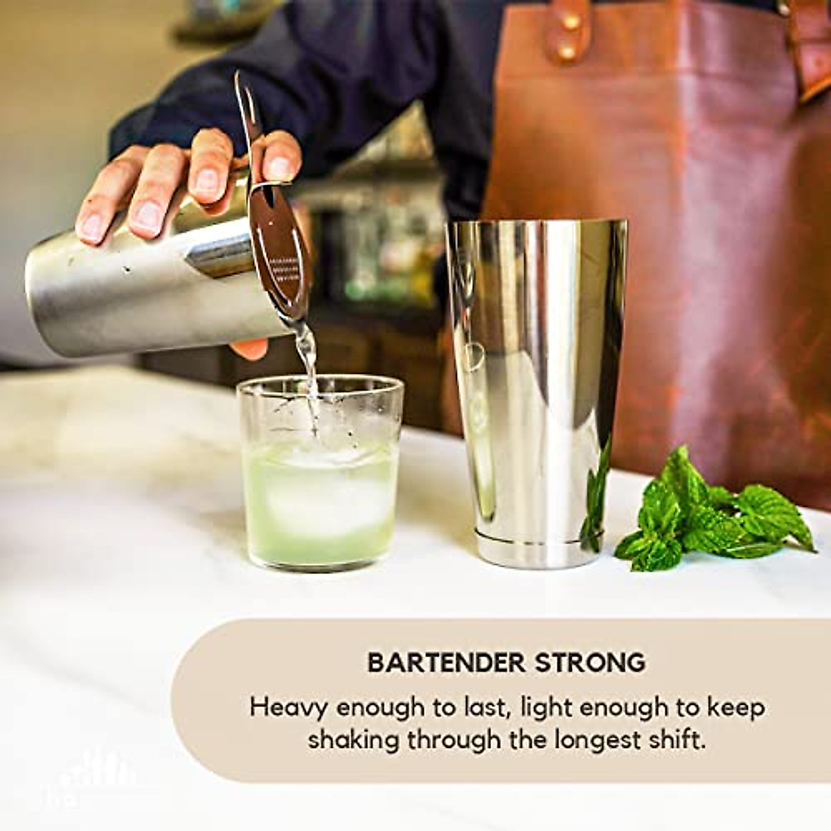 A Bar Above Boston Cocktail Shaker Set – 2-Piece Premium Weighted Boston Shaker Set – Stainless Steel Bartending Kit – 18 oz & 28 oz Martini Shaker Set – Bar Accessories for the Home Bar Set