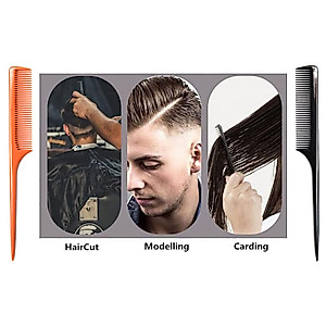 LUXXII (4 Pack) 9.25" Sturdy Rat Tail Comb Fine-tooth Hair Comb with Thin and Long Handle (Black and Brown)