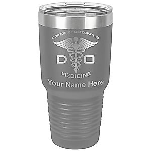 30oz Vacuum Insulated Tumbler Mug, DO Doctor of Osteopathic Medicine, Personalized Engraving Included (Gray)