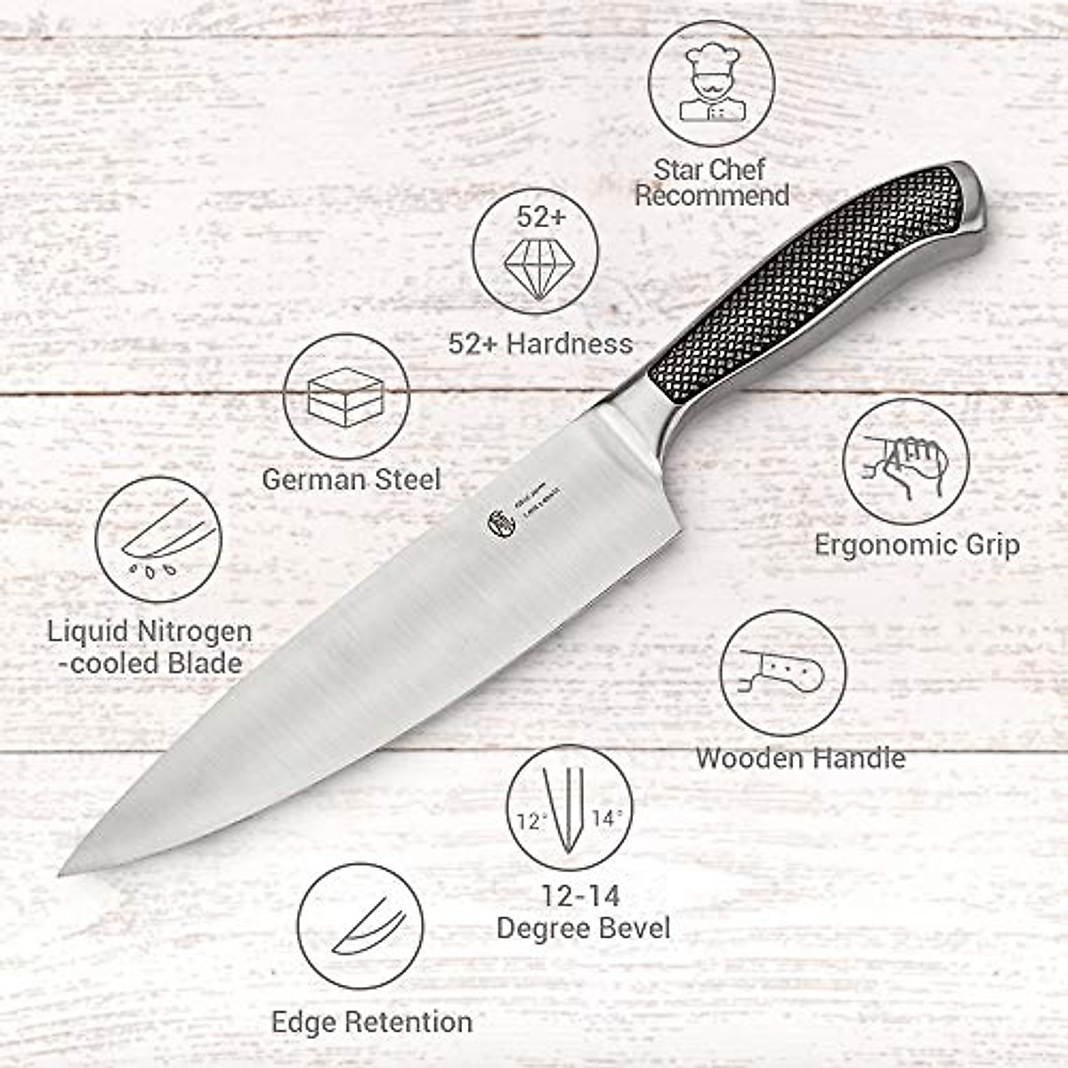AIDEA Chef Knife - Professional Chef Knife-8 Inch, Japanese Steel, Military Grade & Micarta Handle, Ultra-sharp Kitchen Knife, Ideal for Home & Restaurant