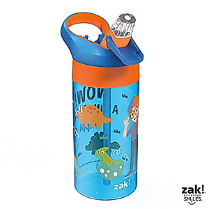 Zak Designs Blippi Kids Water Bottle with Spout Cover and Built-in Carrying Loop, Made of Durable Plastic, Leak-Proof Water Bottle Design for Travel (17.5 oz, Pack of 2)