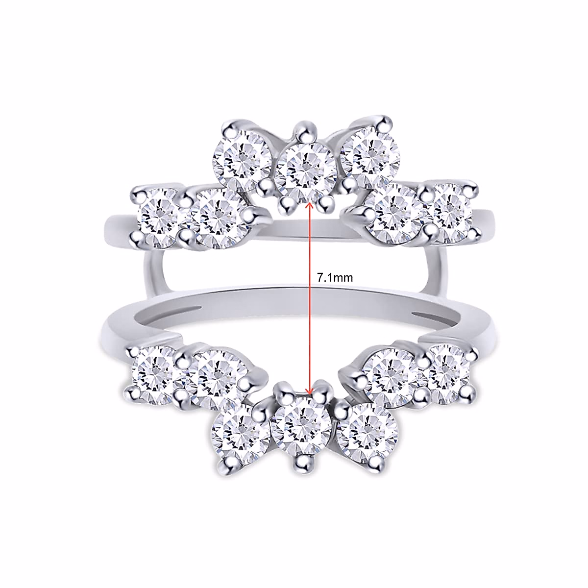 AFFY 1 Carat Round Sunburst Halo Ring Guard Enhancer in 14k White Gold Plated 925 Sterling Silver with Cubic Zirconia Ring Size-6