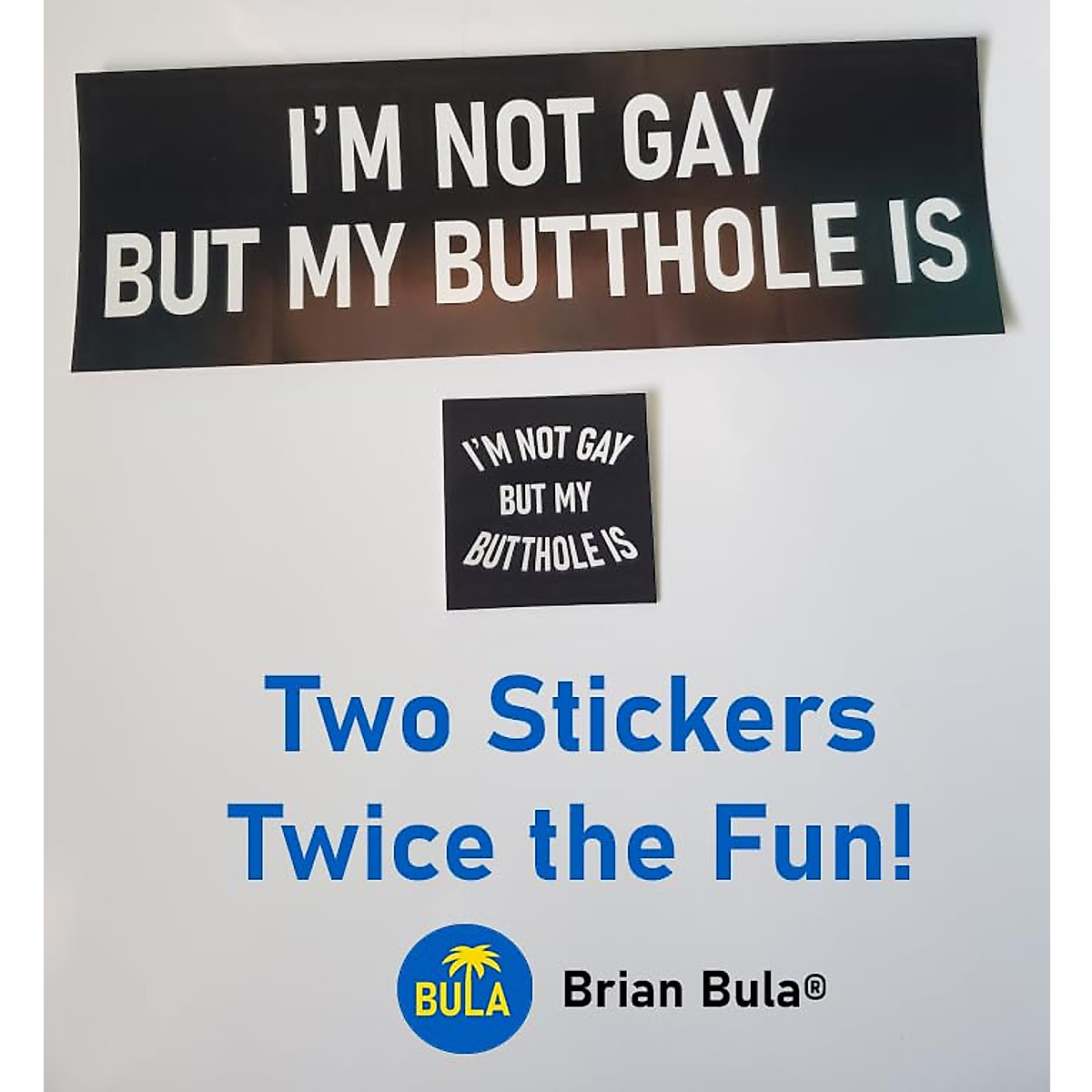 I'm Not Gay But My Butthole Is Bumper Sticker 2 Sticker Deal 3x9 and 2x2 Funny Car Decal I'm Not Gay But My Butthole Is