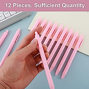 Bewudy Pastel Gel Ink Pens, 12 Pcs 0.5mm Aesthetic Gel Pens Fine Point Retractable Gel Pens Cute Ball Point Pen Black Ink Writing Pens Rollerball Pens School Gift Supplies (Pink)