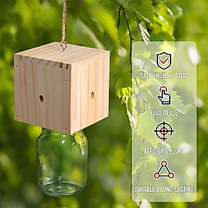 GRTRE 4 Pack Wood Carpenter Bee Trap for Outside - Best Bee Trap - Wood Boring Bee Trap- Nature Cube Style Carpenter Bee Traps Outdoor Hanging - Insect Traps Removes Carpenter bee