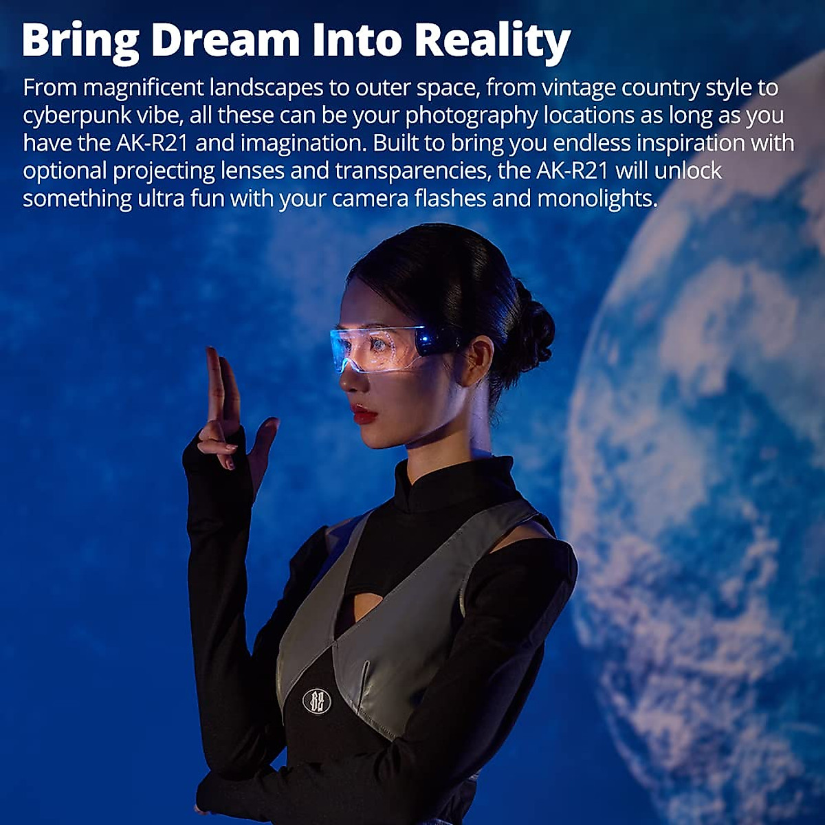 Godox AK-R21 Flash Projector, Flash Split Focalize Conical Snoot Optical Condenser with AK-S Slide Set (60pcs) for Fresnel Head for Godox AD100, AD100Pro, V1 Flash, Godox H200R Ring Flash Head