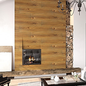 VEELIKE Natural Brown Wood Grain Peel and Stick Floor Tile Wood Vinyl Flooring 6''x36'' Self Adhesive Waterproof Vinyl Plank Flooring Removable Vinyl Sticky Tile for Bathroom Kitchen(4-Pack, 6 Sq. Ft)