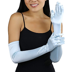 ToBeInStyle Women's Extra Long Opera Length Satin Gloves - Light Blue - One Size