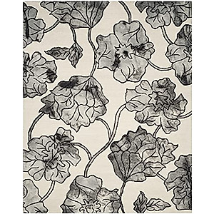 SAFAVIEH Dip Dye Collection 8' x 10' Ivory / Light Grey DDY683C Handmade Floral Watercolor Premium Wool Area Rug
