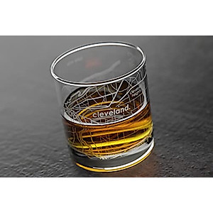 Well Told Engraved Cleveland Ohio Map Rocks Glass, Old Fashioned Whiskey Glass (11 oz, Clear) Etched Whiskey Glass, Gifts For Whiskey Lovers