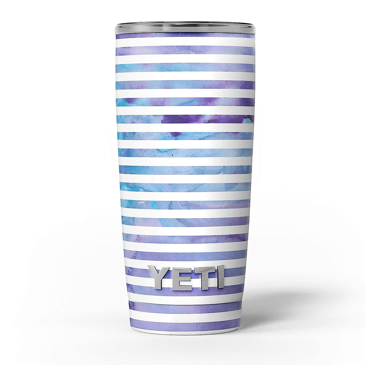 Design Skinz White Horizontal Stripes Over Purple and Blue Clouds - Skin Decal Vinyl Wrap Kit Compatible with The Yeti Rambler Cooler Tumbler Cups
