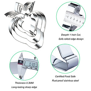 Strawberry Cookie Cutter Set with Assorted Sizes - 5 inch, 4 inch, 3 inch, 2 inch - Fruit Cookie Cutters Fondant Molds - Stainless Steel